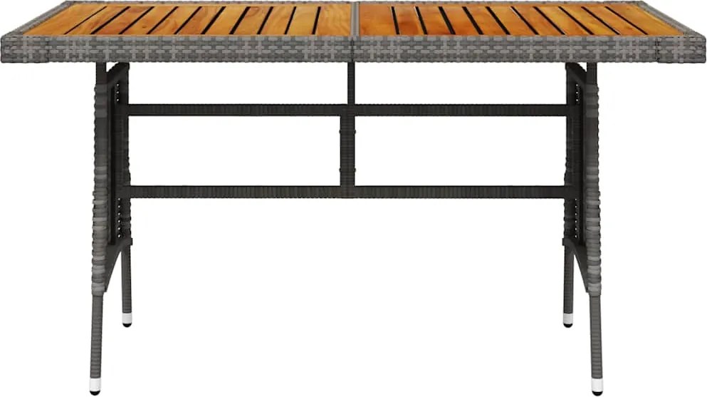 Zahradní stůl šedý 130 x 70 x 72 cm polyratan a masivní akácie 318696