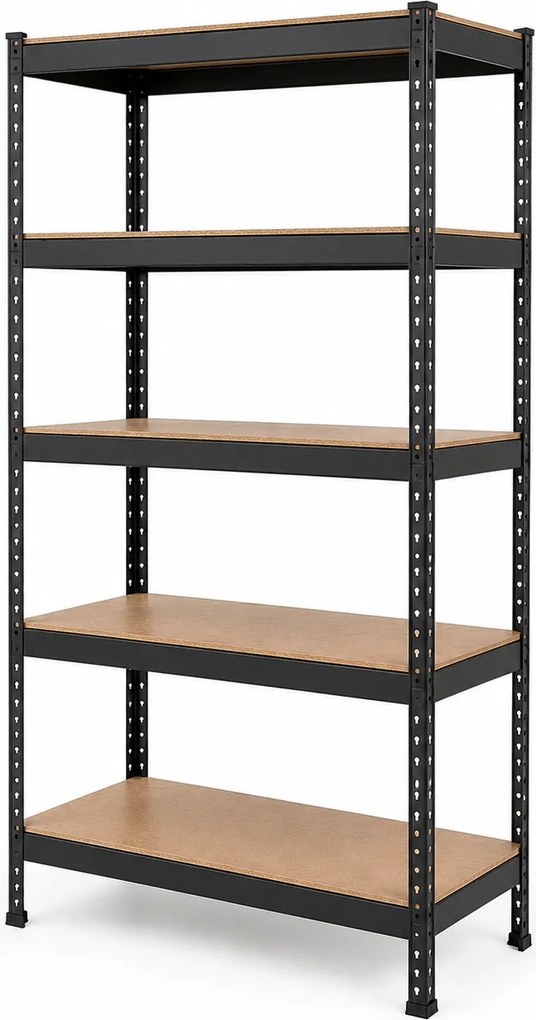 Fistar Regál 180x90x60 cm lakovaný 5-policový, nosnost 875 kg - ČERNÝ