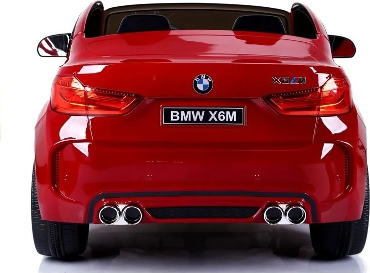 LEAN CARS Elektrické autíčko BMW X6M pro děti červené lakované LED MP3