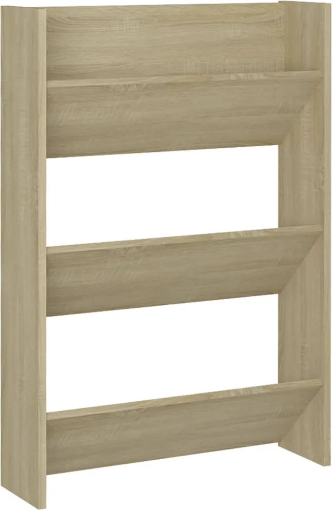 botník, závěsný, 3 patra, kompozitní dřevo, 90x60x18 cm, dub sonoma, Dekorino BB20260031