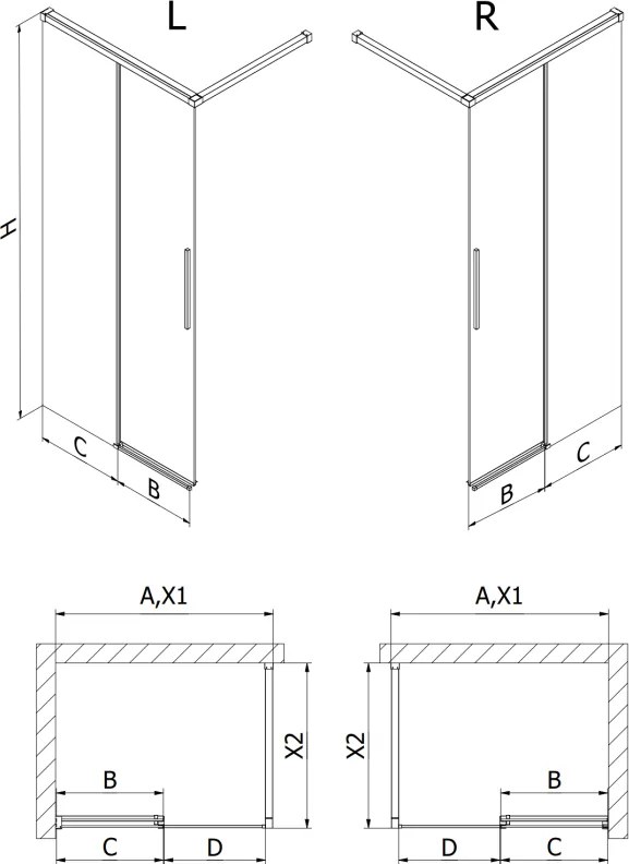 Mexen Rox, sprchová stěna 105 x 200 cm, 8mm čiré sklo, měděný matný profil, 8C2-105-003-65-00