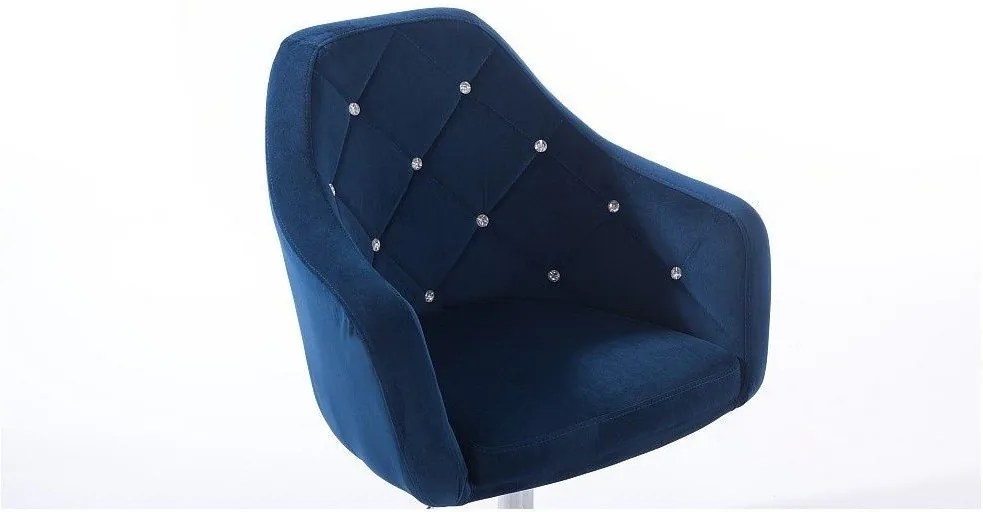 LuxuryForm Barová židle ROMA VELUR na černé podstavě  - modrá
