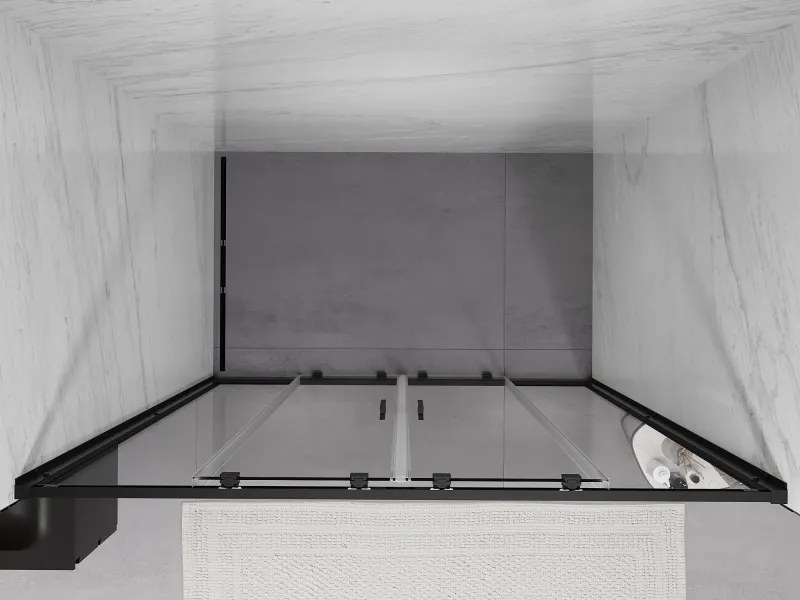 Mexen Exo, 2-křídlé posuvné 160x200 cm, 6mm čiré sklo, černý profil, 8152-160-000-70-00
