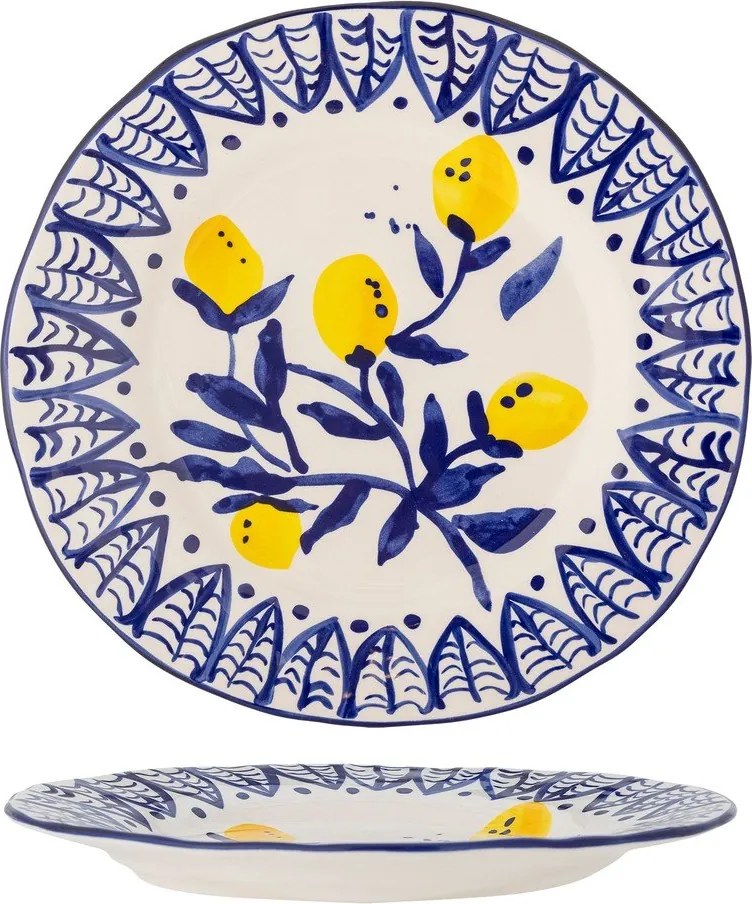 Bílý/modrý servírovací talíř z kameniny ø 27 cm Maxima – Bloomingville