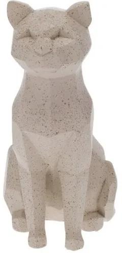 Dekorace geometric Sedící kočka, 20 cm, krémová