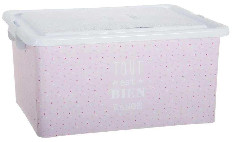 Krabička, krabice, box, dekorativní box, dekorativní krabice, obdélníkové,  uzamykatelný, barva růžová, 38,5 x 18,5 x 27,5 cm | BIANO