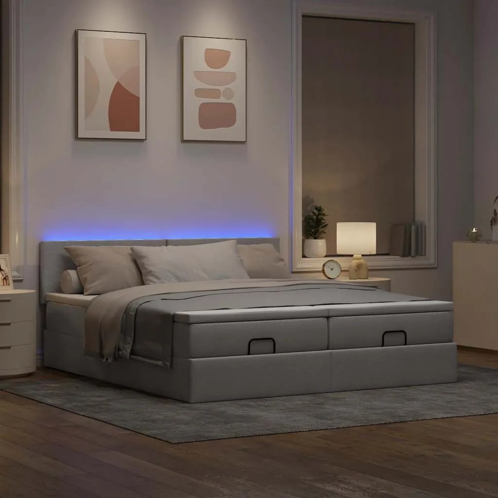 Osmanský rám postele s matrací taupe 180x200cm textil 3312826