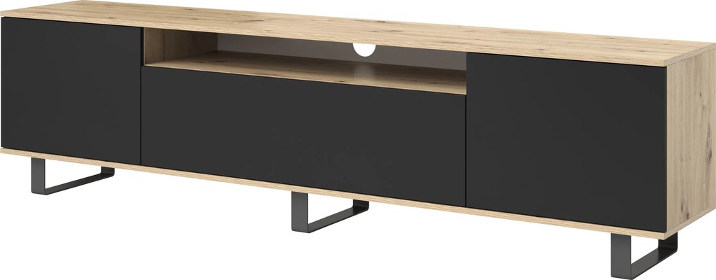 Eka Stolek pod televizi EMI 200 cm - Dub Artisan + Černý mat