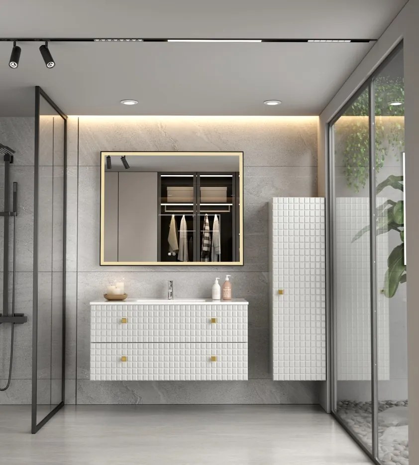 Erga Samira, LED zrcadlo 120x80cm v černém rámu, 3105 lm, 3 barvy světla, přední osvětlení, ERG-V01-SAMIRA-1280-BK