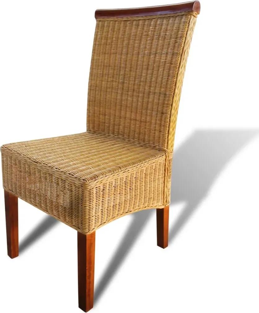 vidaXL Jídelní židle 4 ks hnědé přírodní ratan [274202]