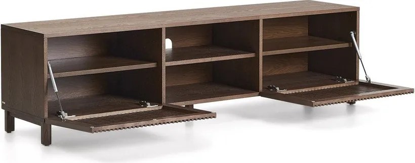 Tmavě hnědý TV stolek v dekoru ořechu 180x49,5x42,5 cm Beyla – Kave Home