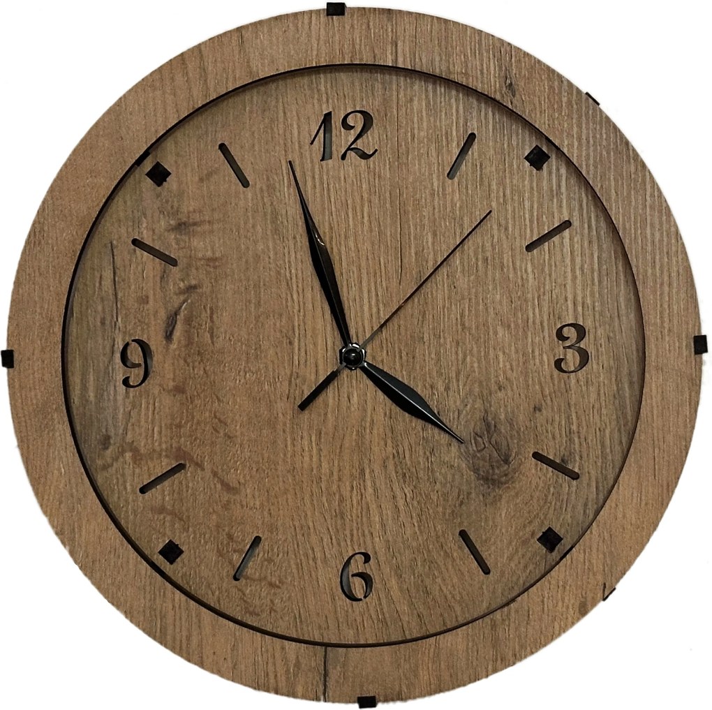 Li-Go Dřevěné hodiny nástěnné "Kruh"  dub velikost svítidla/hodin: 50 cm