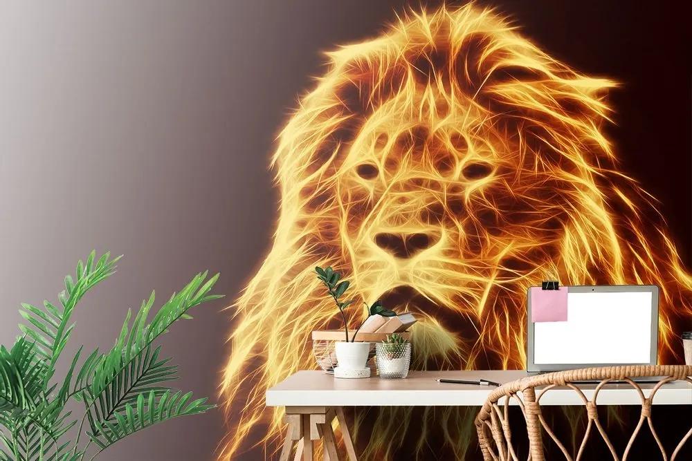 Samolepící tapeta hlava lva v abstraktním provedení - 300x200 cm