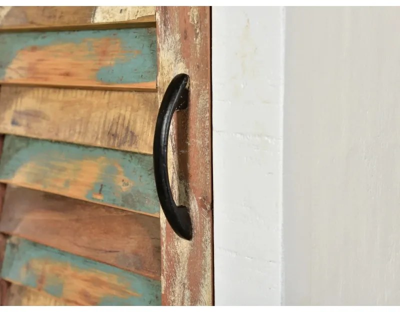 furniture-nabytek.cz - Masivní skříňka do koupelny Perano z recyklovaného dřeva, lakovaná, bílá/barevná – 45×43×180 cm