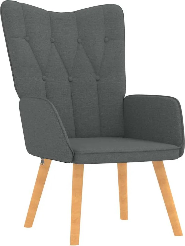 Relaxační křeslo se stoličkou tmavě šedé textil 327535