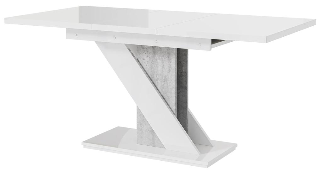 Jídelní stůl Mevenis (lesk bílý + kámen) (pro 4 až 6 osob). 1055217
