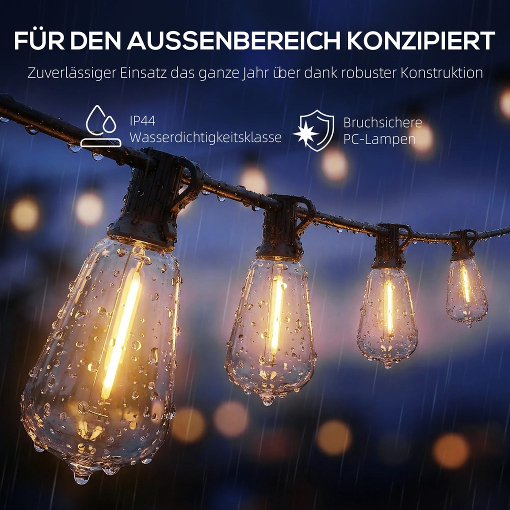 HOMCOM 50 LED světelných závěsů, 18 m připojitelných pohádkových světel, odolnost proti stříkající vodě IP44, vnitřní i venkovní dekorace