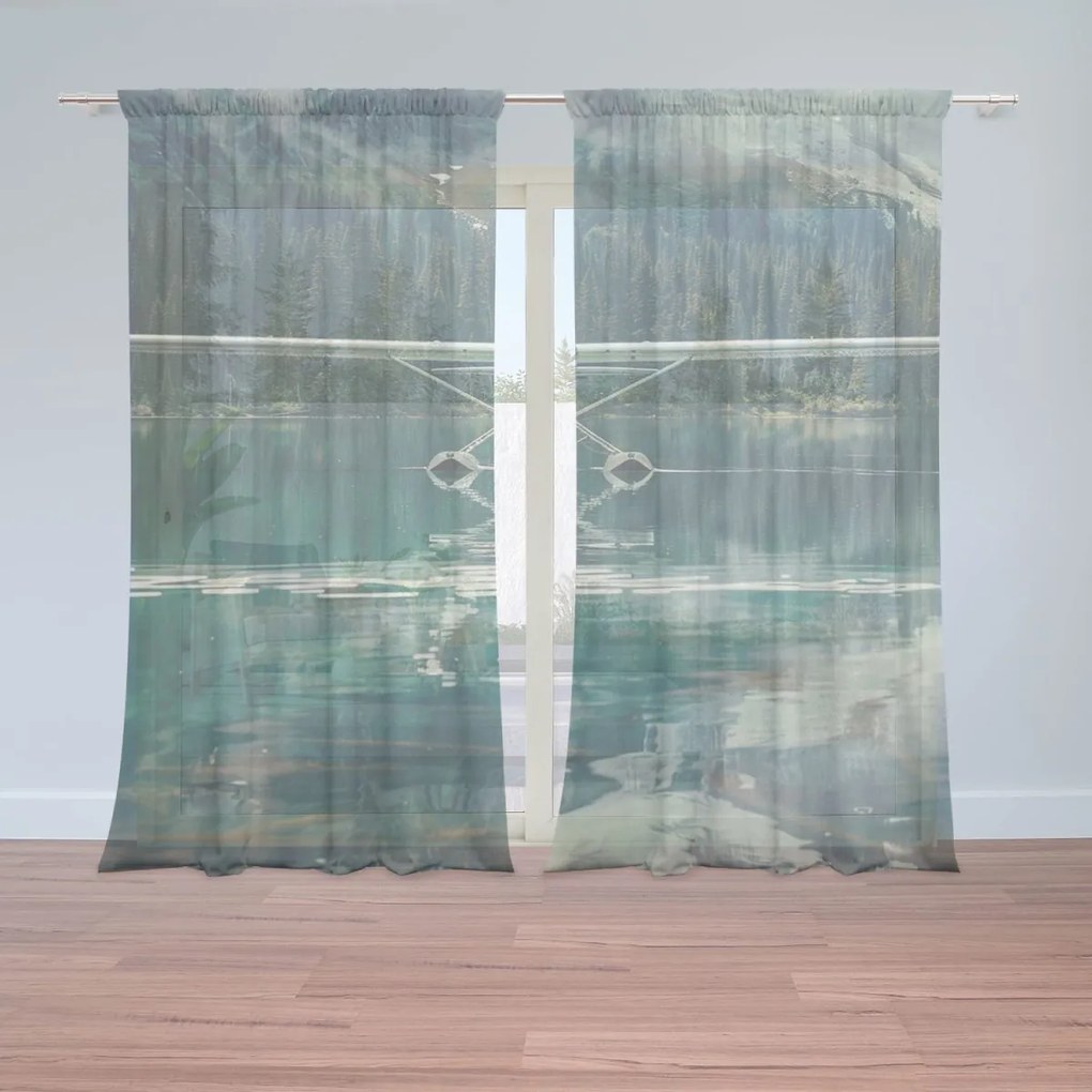 Sablio Záclony Hydroplán na horském jezeře: 2ks 150x250cm