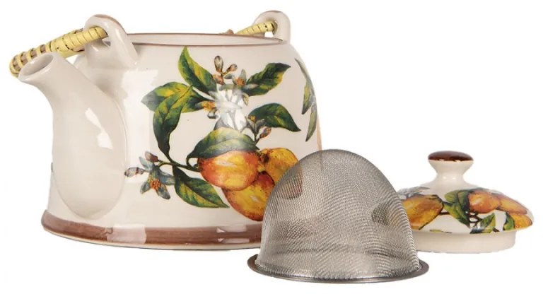 Porcelánová konvička na čaj se sítkem s motivem citronů – 800 ml