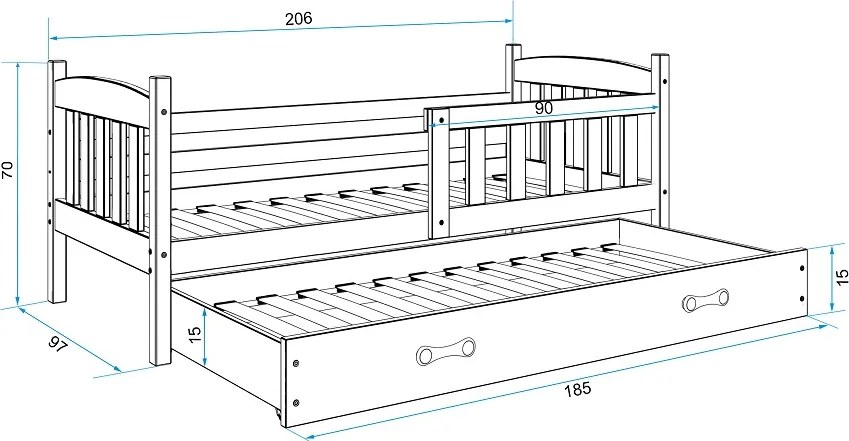 FALCO Postel s přistýlkou Kuba II 90x200 bílá/bílá