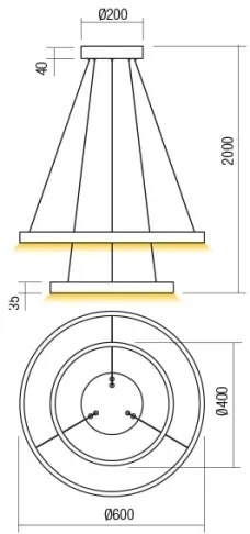Redo 01-2889 - LED Stmívatelný lustr na lanku FEBE LED/62W/230V zlatá
