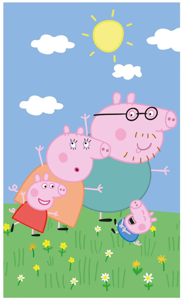 DĚTSKÝ BAVLNĚNÝ RUČNÍK PIG PEPPA 30X50 CM VZOROVANÝ