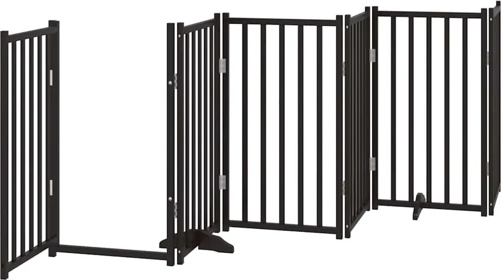 Zábrana pro psy s dvířky skládací 15 panelů černá 750 cm topol 3155714