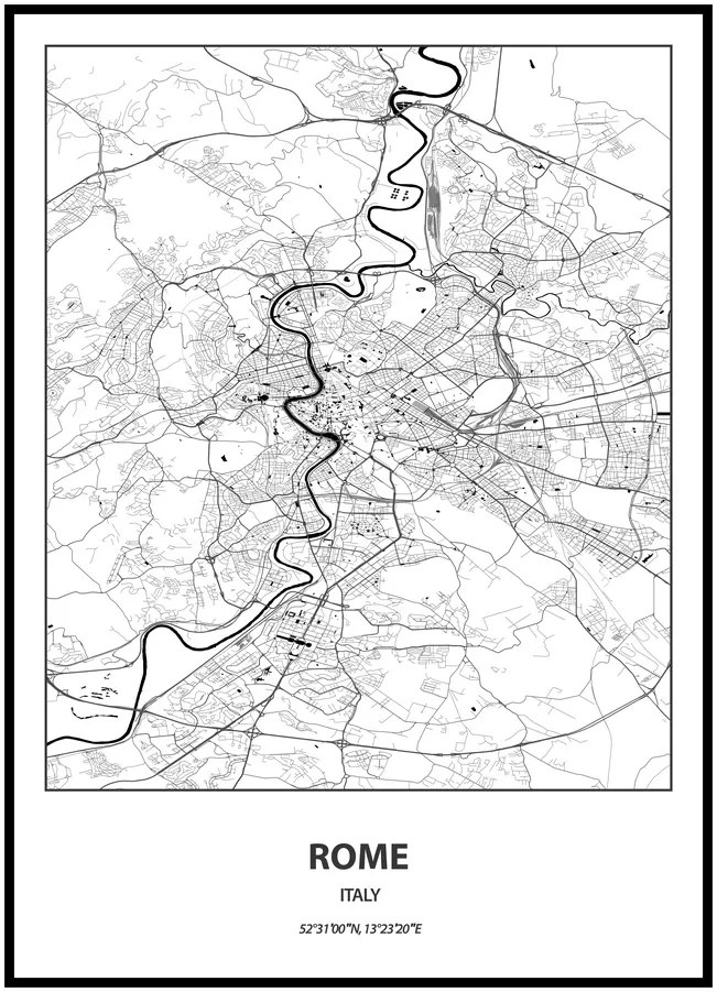 Plakát Mapa města (více variant měst) Rozměr plakátu: 50 x 70 cm, Město: Prague