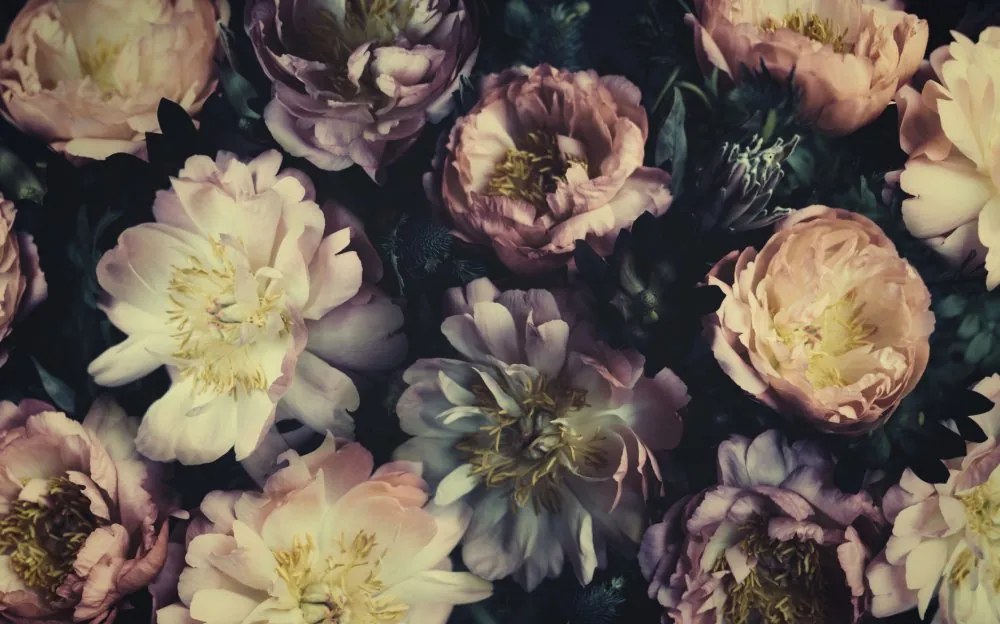 Vícedílný obraz Kytice Barevných Květin Ve Vintage Stylu Nedostatek Nedostatek Přírodní plátno 160x100