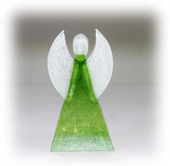 BDK-GLASS Skleněný svícen anděl 12cm - zelený