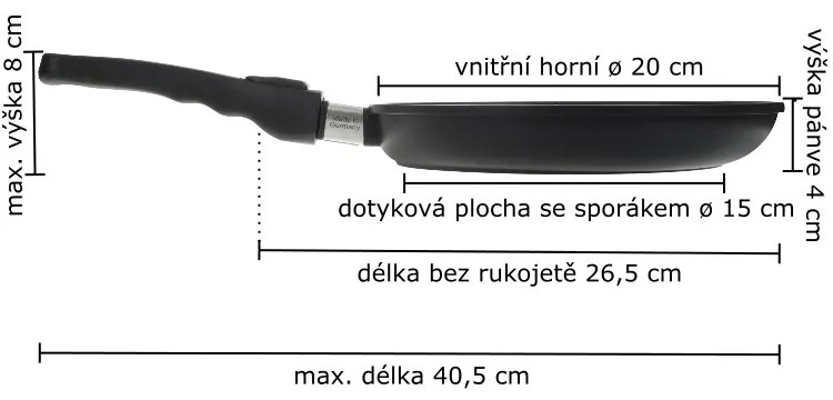 AMT Gastroguss Indukční titanová pánev ø 20 cm x 4 cm s odnímatelnou rukojetí a poklicí