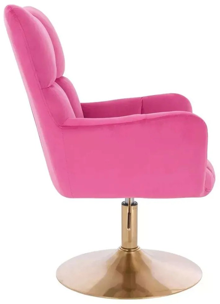 LuxuryForm DESIGN Otočné křeslo AURORA VELUR na zlatém talíři - tmavě růžové