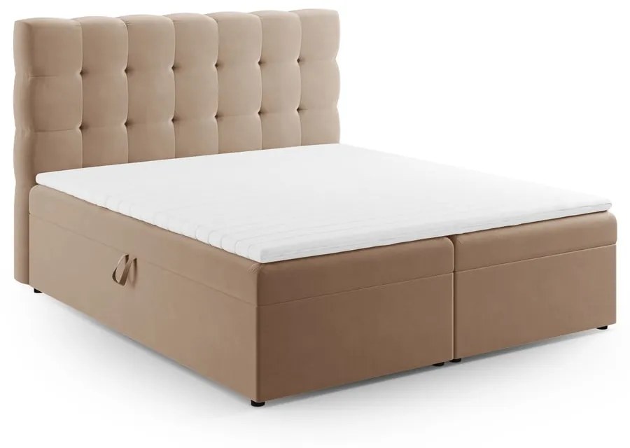 Světle hnědá boxspring postel s úložným prostorem 160x200 cm Bali – Cosmopolitan Design