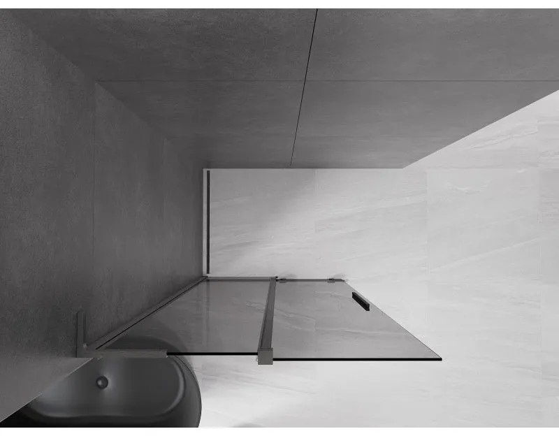 Mexen Velar L, posuvná sprchová zástěna Walk-in 100 x 200 cm, 8mm šedé sklo, grafit broušený, 871-100-003-43-66
