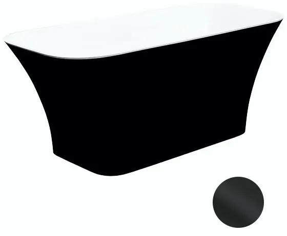 Besco Volně stojící vana z litého mramoru Assos BW Matt 160x70 Barva: Bílá/černá, Rozměry (cm): 160x70, Typ a barva výpustě: Click-Clack, chrom