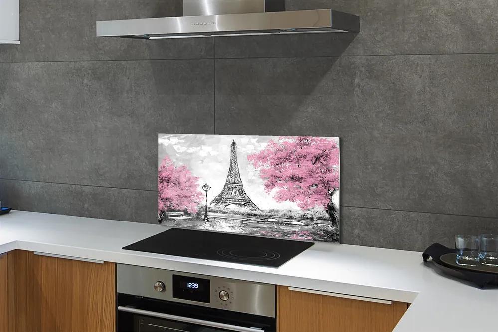 Skleněný panel Paris jarní strom 100x50 cm