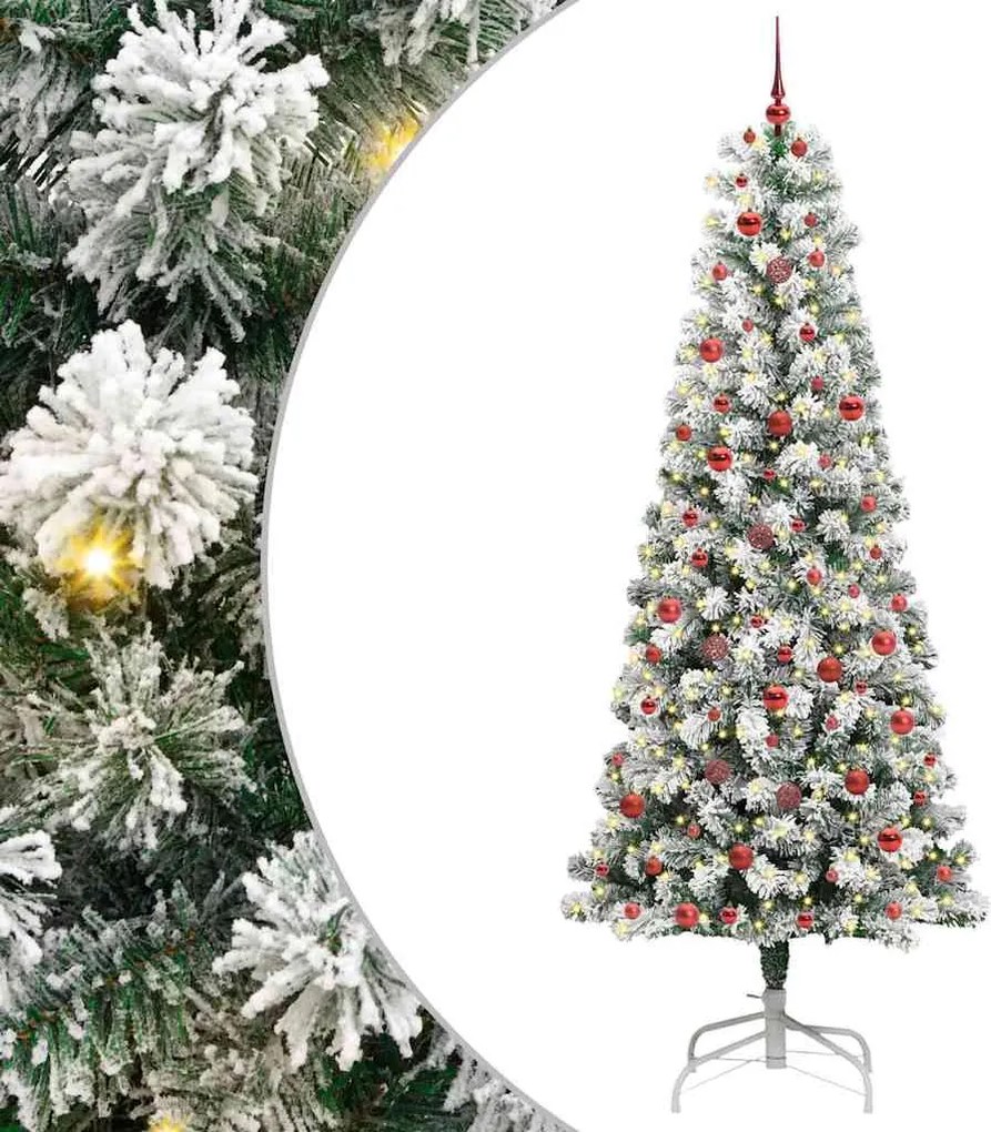 Umělý Skládací Vánoční Strom 300 LED Zelená a bílá 240 cm 3395613