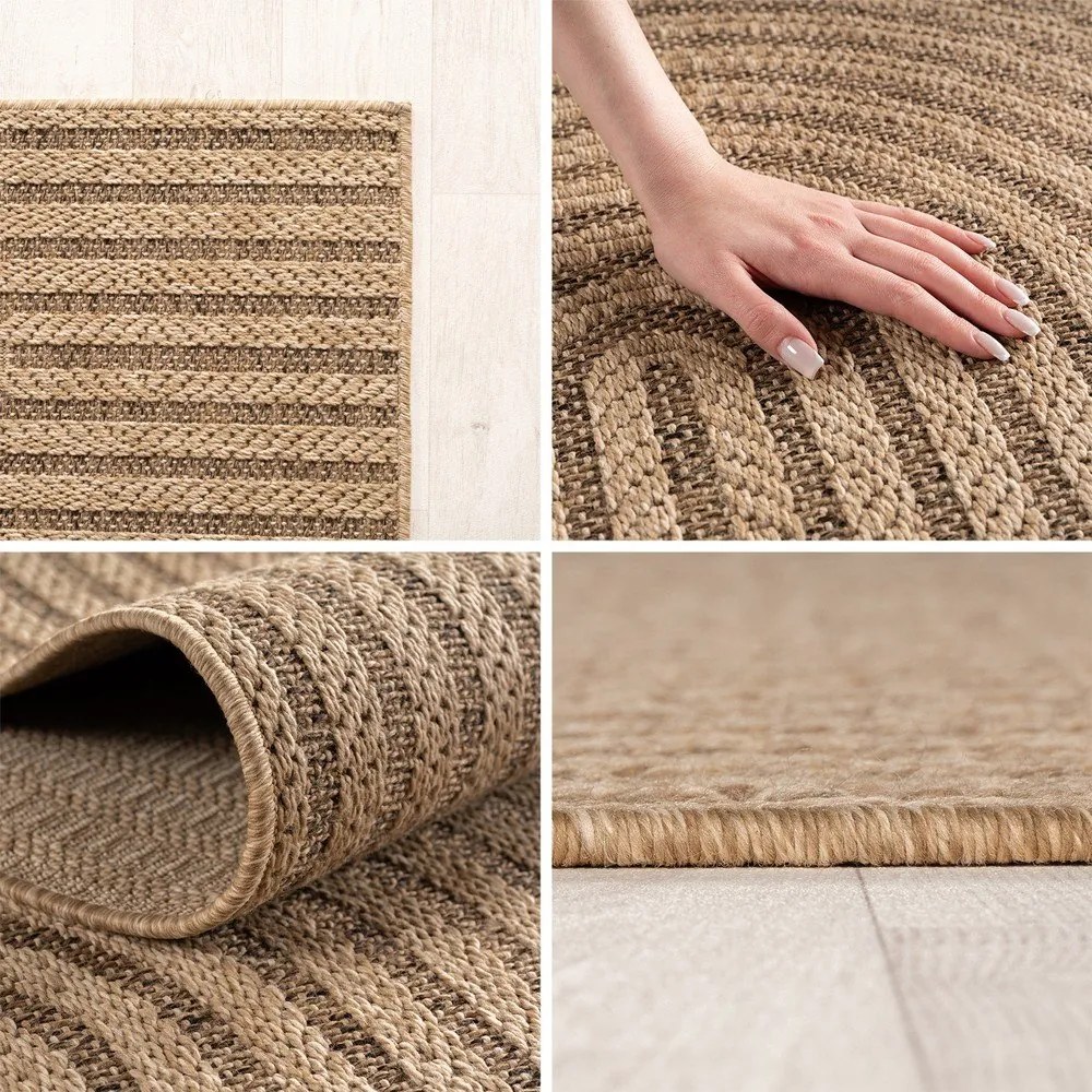 Hnědý kulatý vnitřní a venkovní koberec ø 120 cm Timber 1401 – Ayyildiz Carpets