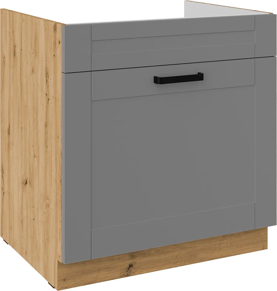 LUNA du | dolní skříňka 80 ZL 1S dřezová | 80 cm | PREMIUM BOX | artisan/šedá