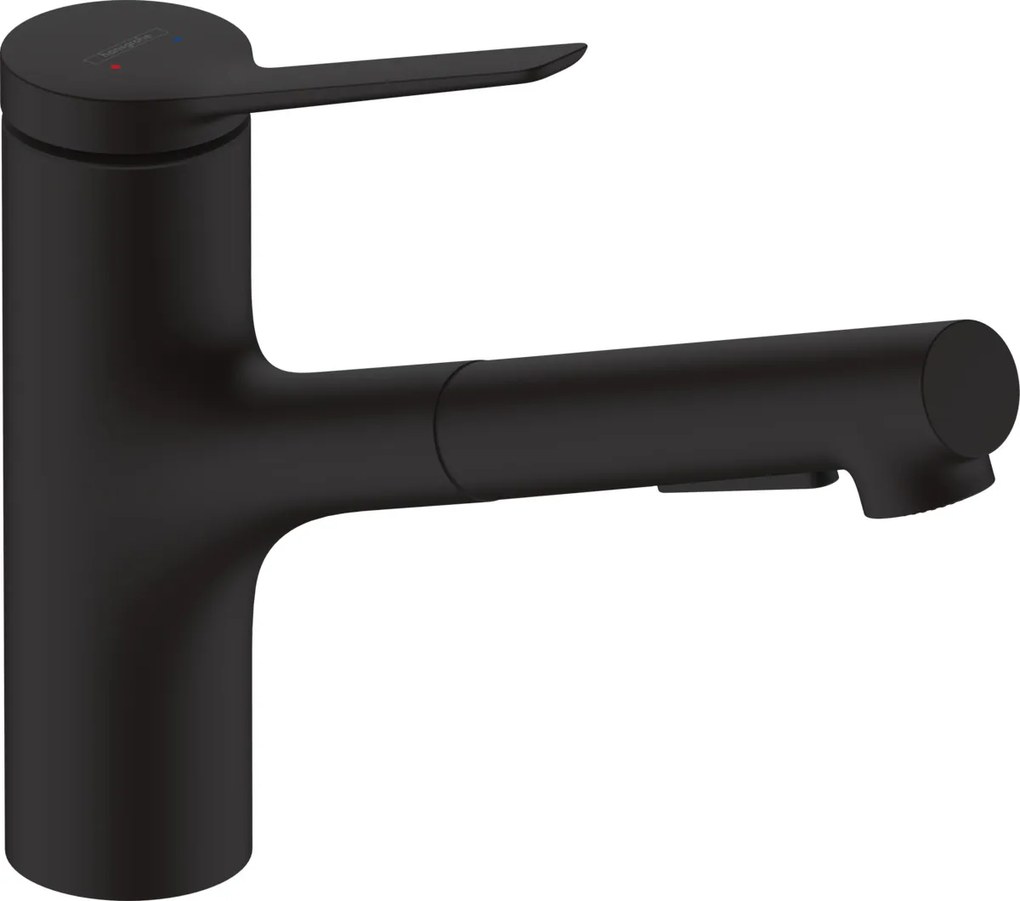 Hansgrohe Zesis M33, páková kuchyňská baterie 150, vytahovací sprška, 2jet, sBox, černá matná, HAN-74821670