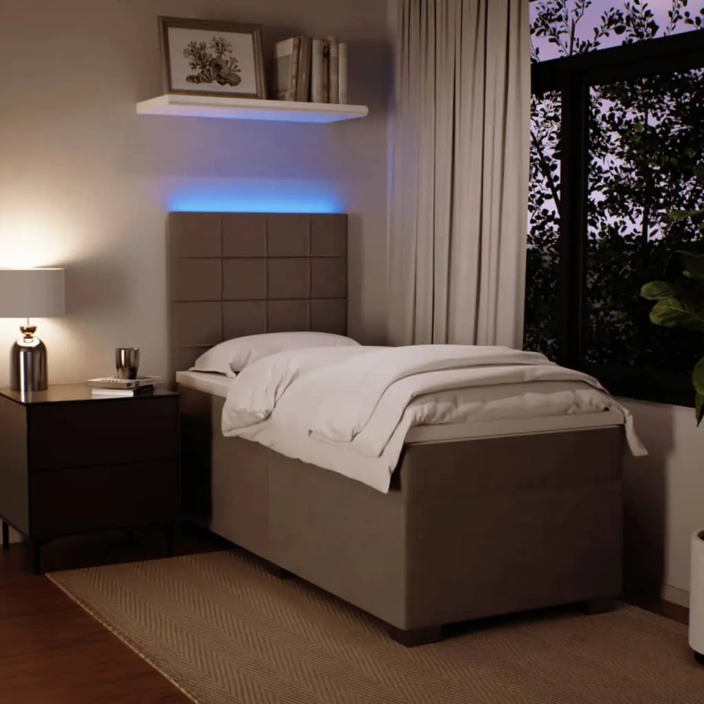 Box spring postel s matrací světle šedá 90x200 cm samet 3293110