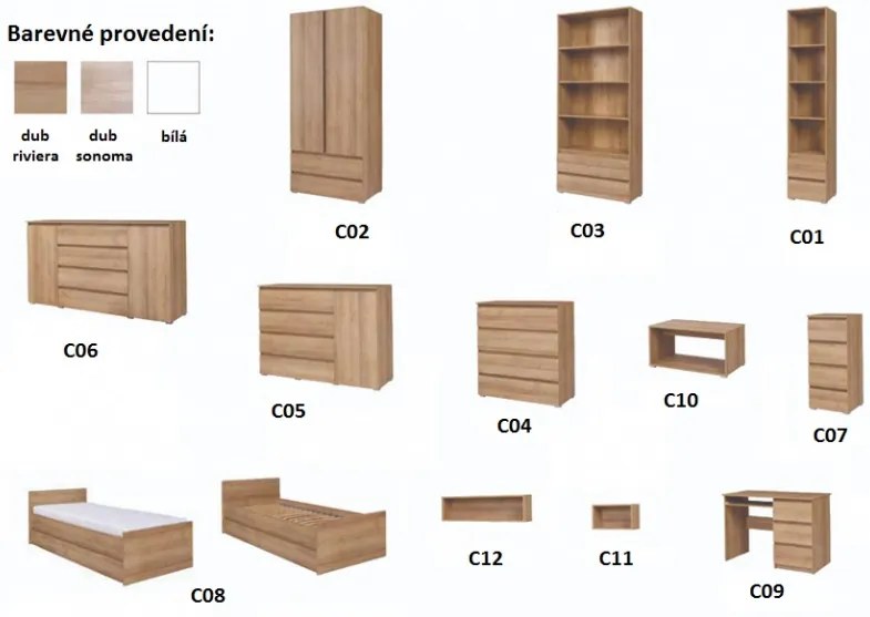 Noční stolek COSMO C13 Maridex 40/45,5/36 barevné provedení: bílý mat