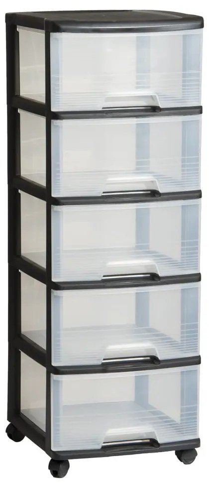 Černo-průhledný plastový pojízdný regál 37x100 cm – Curver