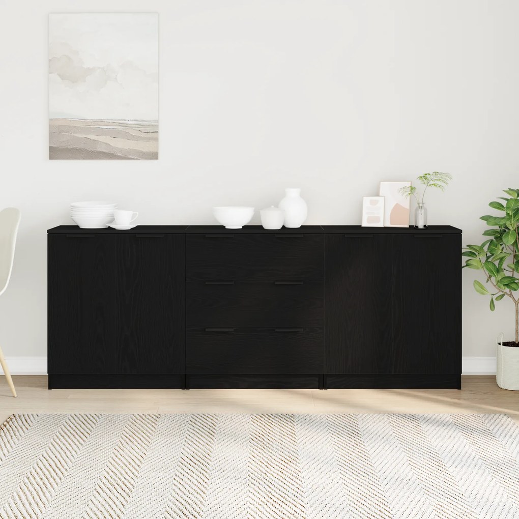 Servírovací skříň 3 ks Černý dub 180 x 30 x 70 cm 3332514