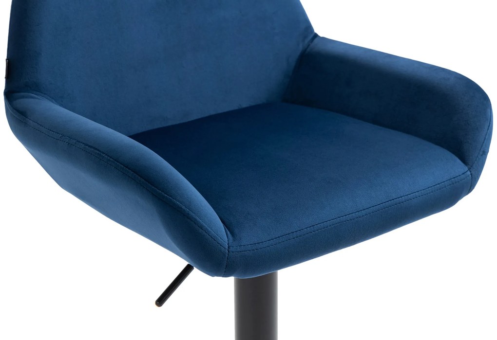 Barová židle Romsey - samet - černý rám | modrá