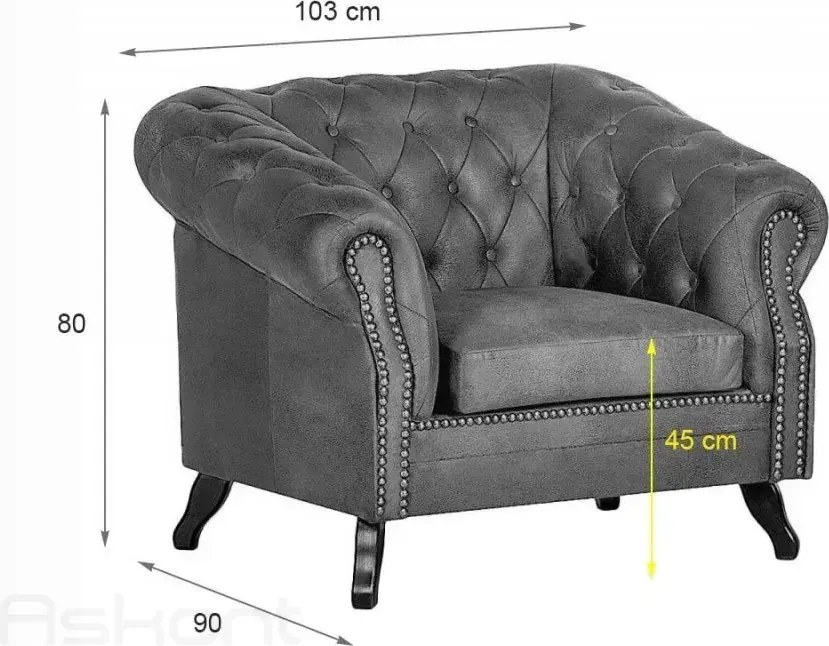 Askont Chesterfield Bristol: Křeslo 1M Antique Brown