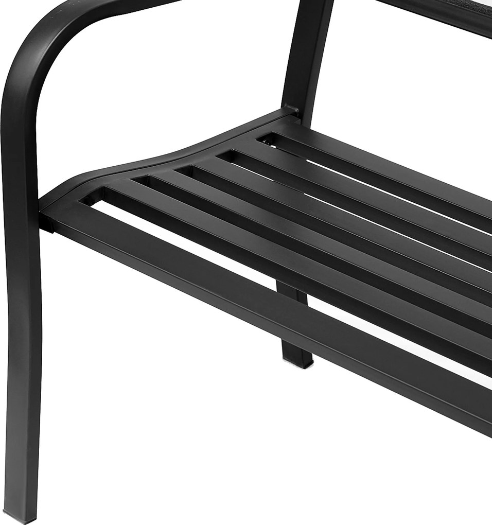 Zahradní lavička Outsunny, 3-místná lavička, terasa, rustikálně elegantní, 127D x 60Š x 85V cm, kov, epoxid, odolný proti korozi, černá