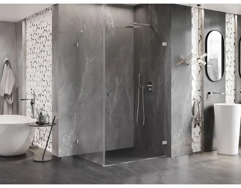 Mexen Lunar-B, pravostranný výklopný sprchový kout 100 x 70 cm, 8mm čiré sklo, chromový profil, 832-100-070-01-00-P