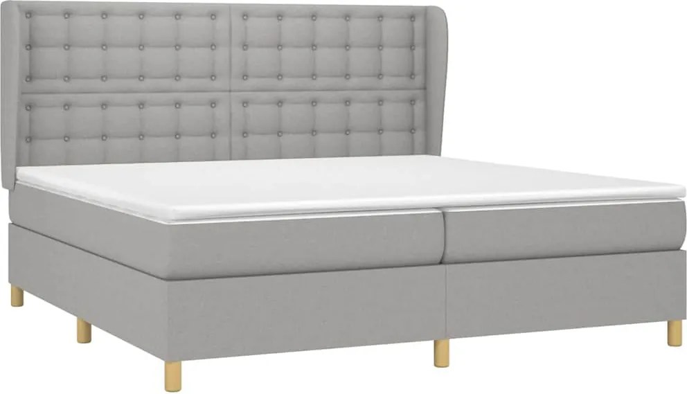 Box spring postel s matrací světle šedá 200 x 200 cm textil 3128869