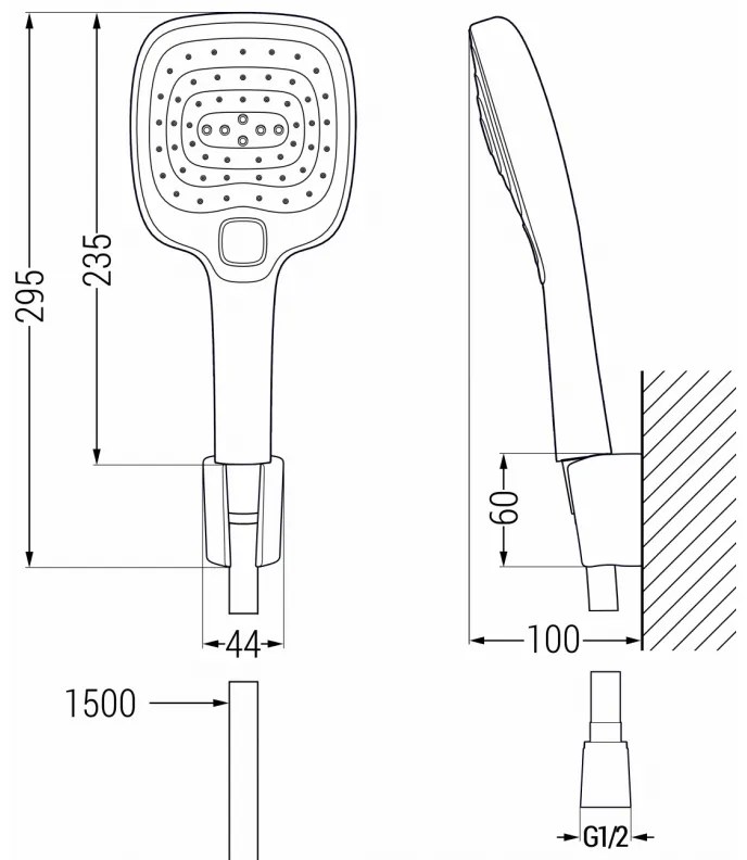 Mexen příslušenství - 1-bodový ruční sprchový set R-17, chrom/bílá, 785175052-02